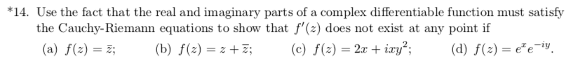 Solved Use the fact that the real and imaginary parts of a | Chegg.com