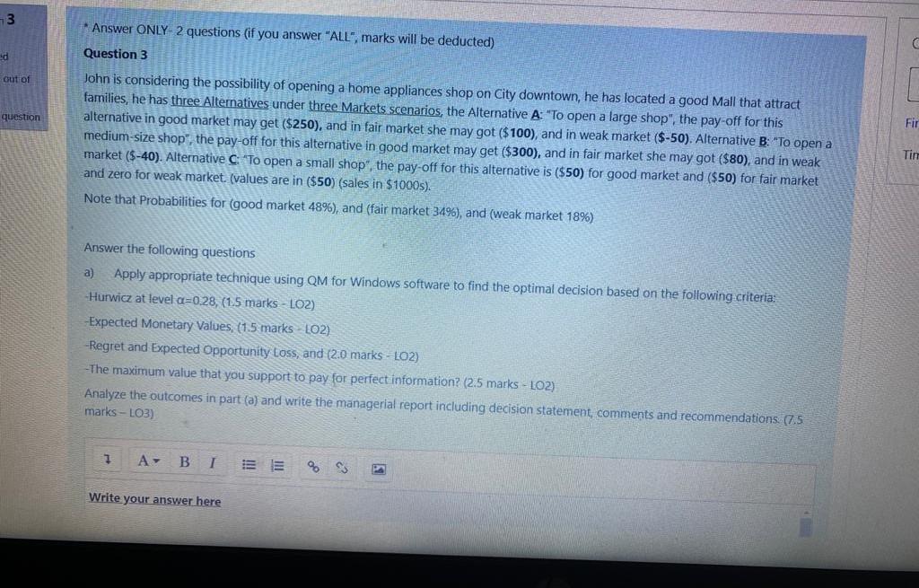 Solved -3 Answer ONLY-2 questions (if you answer "ALL", | Chegg.com