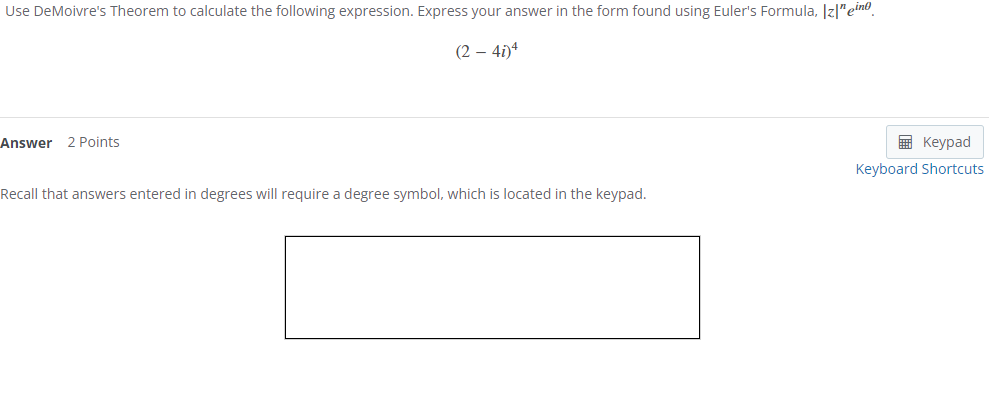 Solved Use DeMoivre's Theorem to calculate the following | Chegg.com