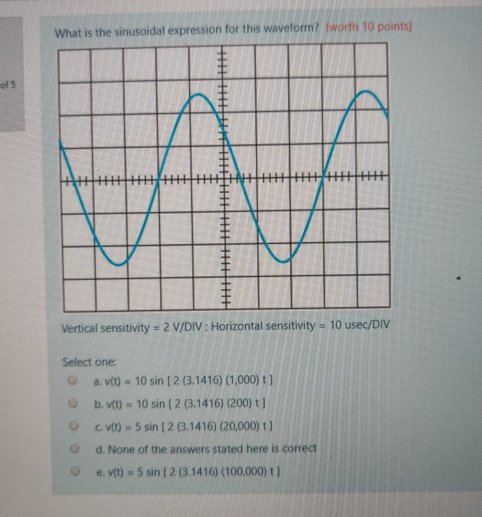 Solved What is the sinusoidal expression for this waveform? | Chegg.com