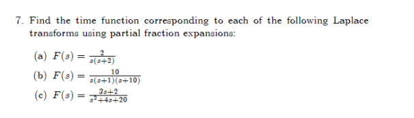 Solved 7. Find the time function corresponding to each of | Chegg.com