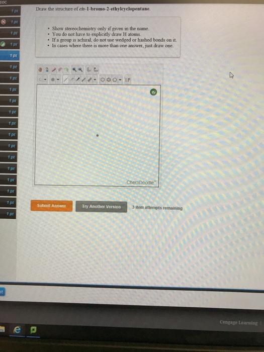 Solved Draw the structure of cis-1-bromo-2-ethylcyclopentane | Chegg.com