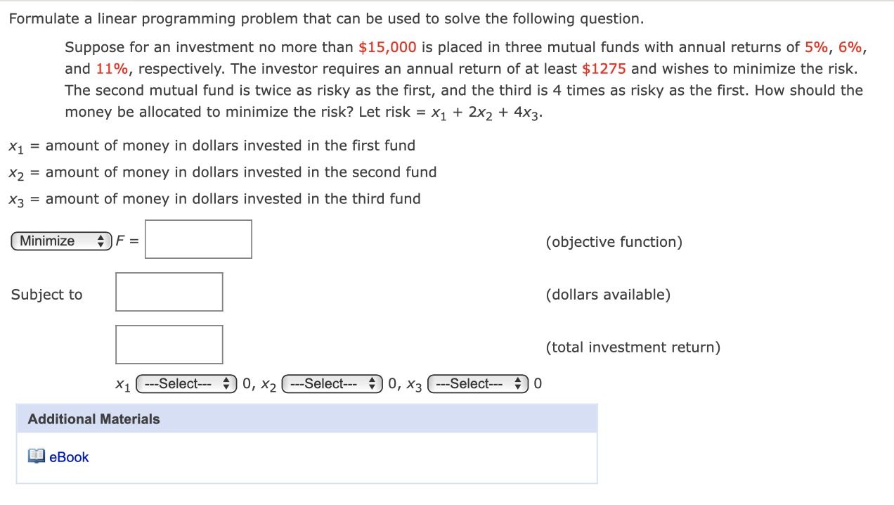 Solved Formulate a linear programming problem that can be | Chegg.com
