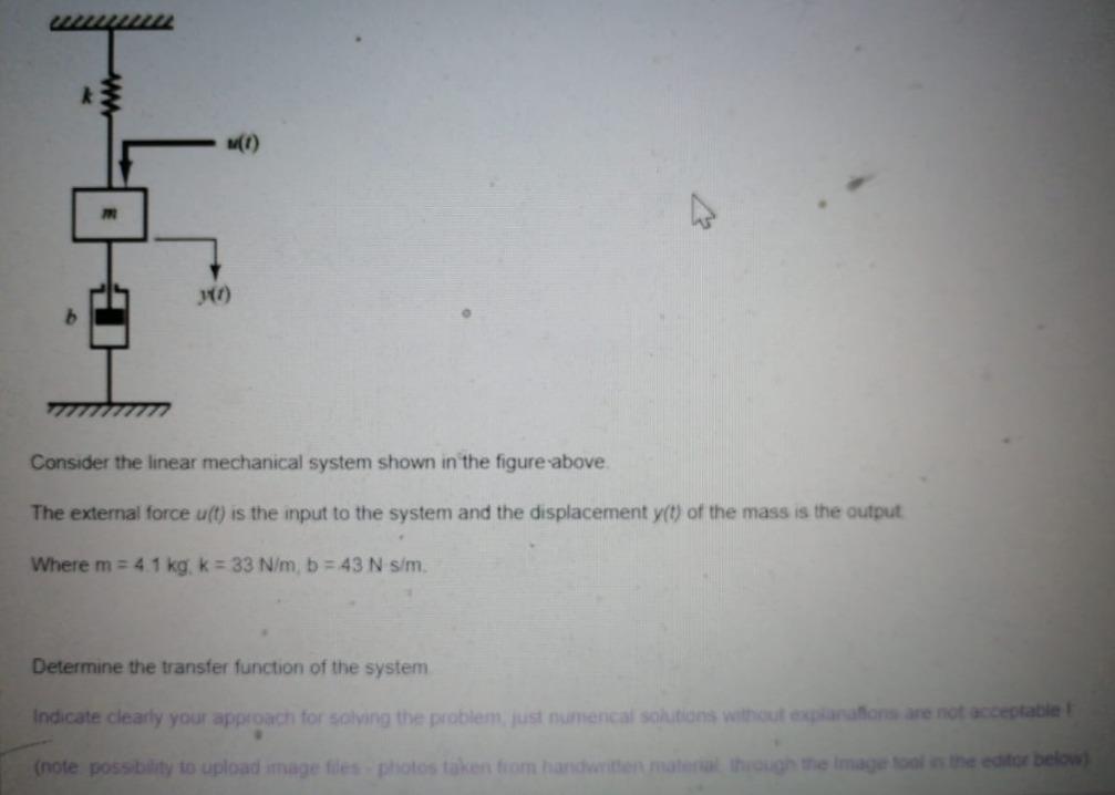 Solved M() 40) Consider the linear mechanical system shown | Chegg.com