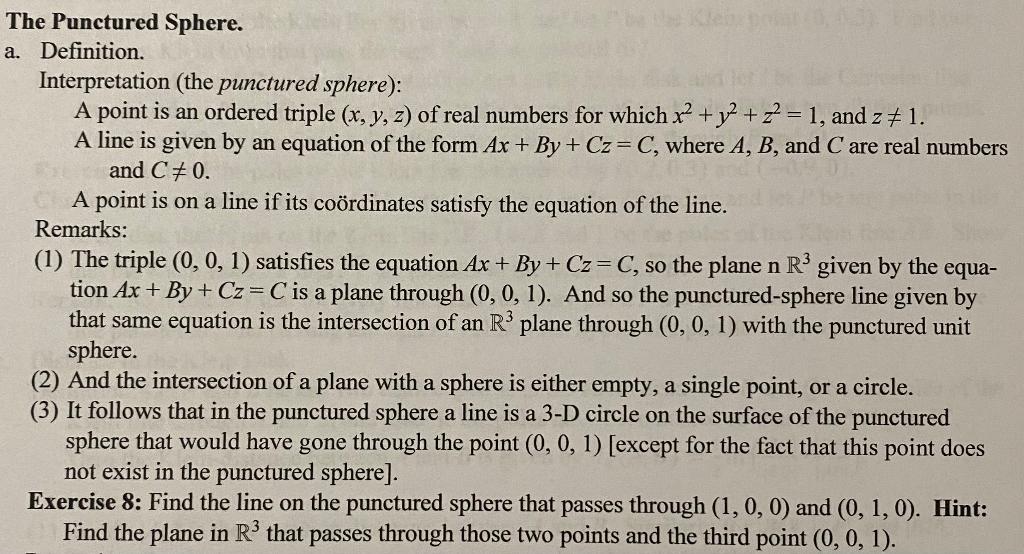 Solved The Punctured Sphere. a. Definition. Interpretation | Chegg.com