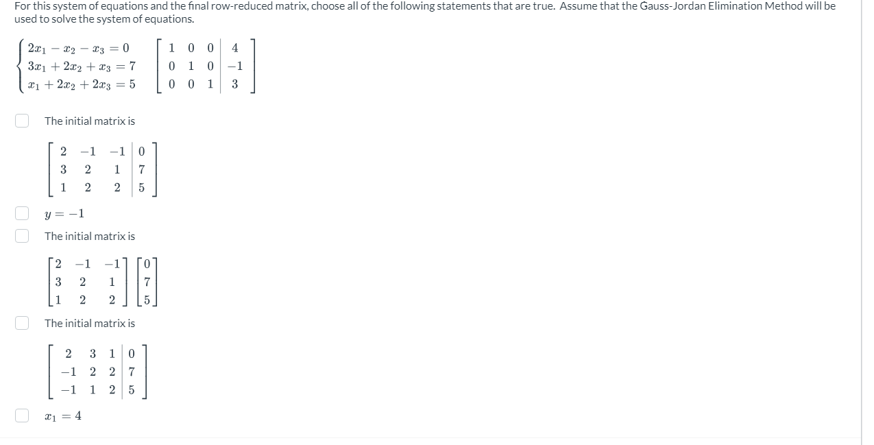 Solved For this system of equations and the final | Chegg.com