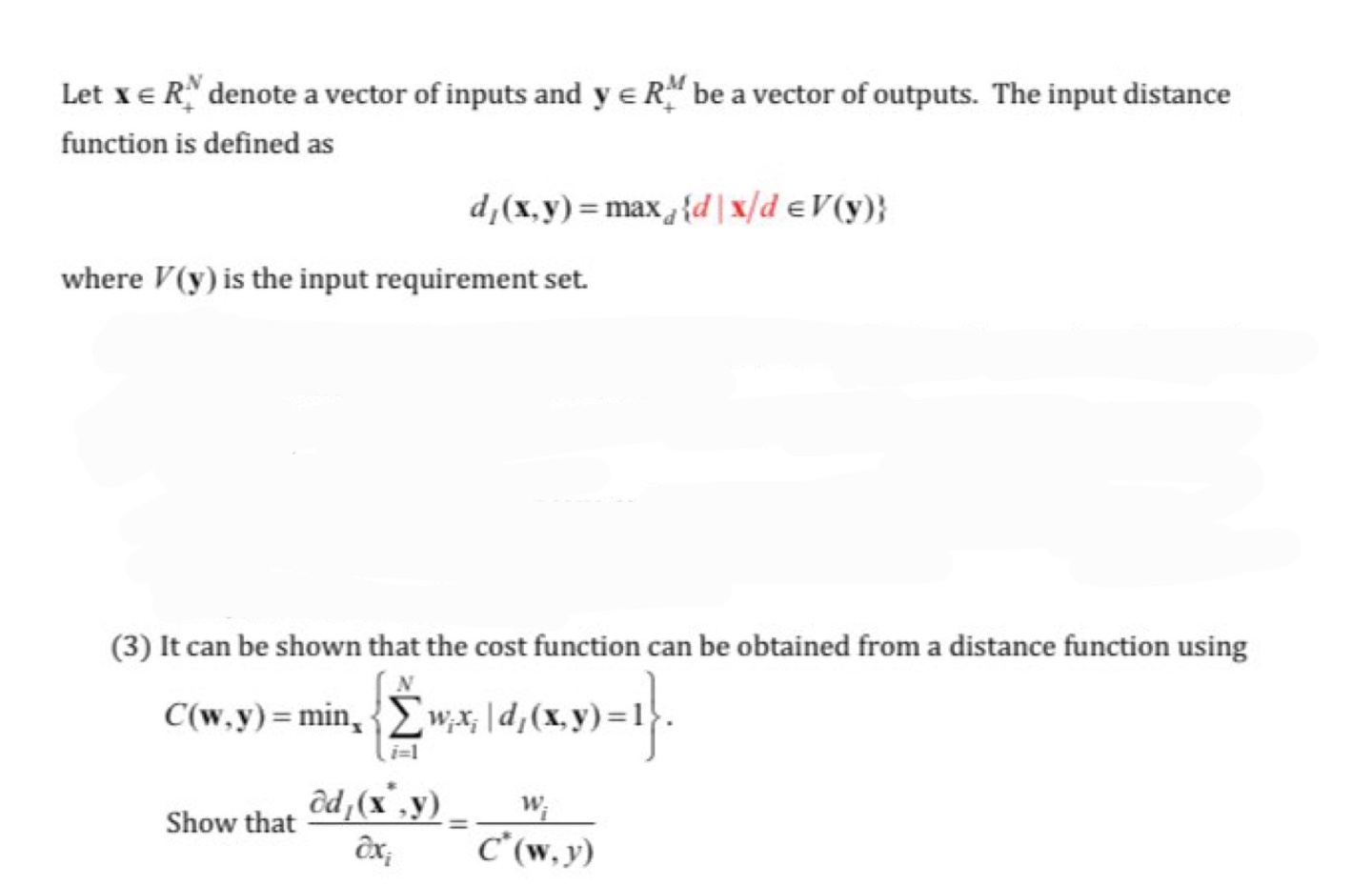 Solved Let x∈R+N denote a vector of inputs and y∈R+M be a | Chegg.com