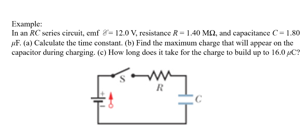 Solved Example: In an RC series circuit, emf E= 12.0 V, | Chegg.com