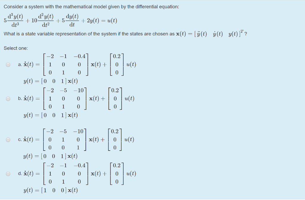 Solved Consider a system with the mathematical model given | Chegg.com