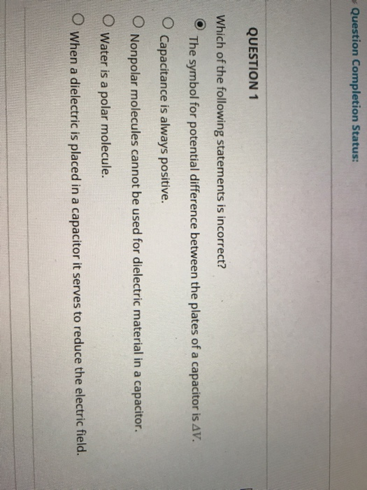 Solved Question Completion Status: QUESTION 1 Which of the | Chegg.com