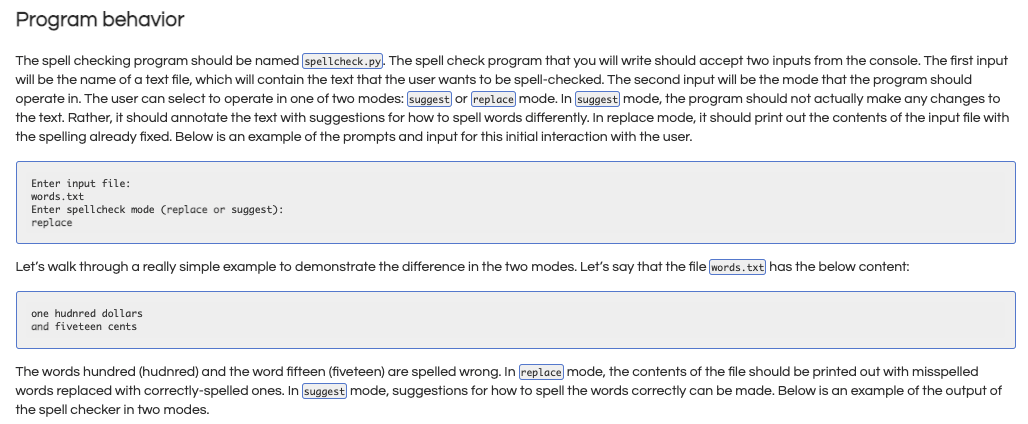Solved Program behavior The spell checking program should be | Chegg.com