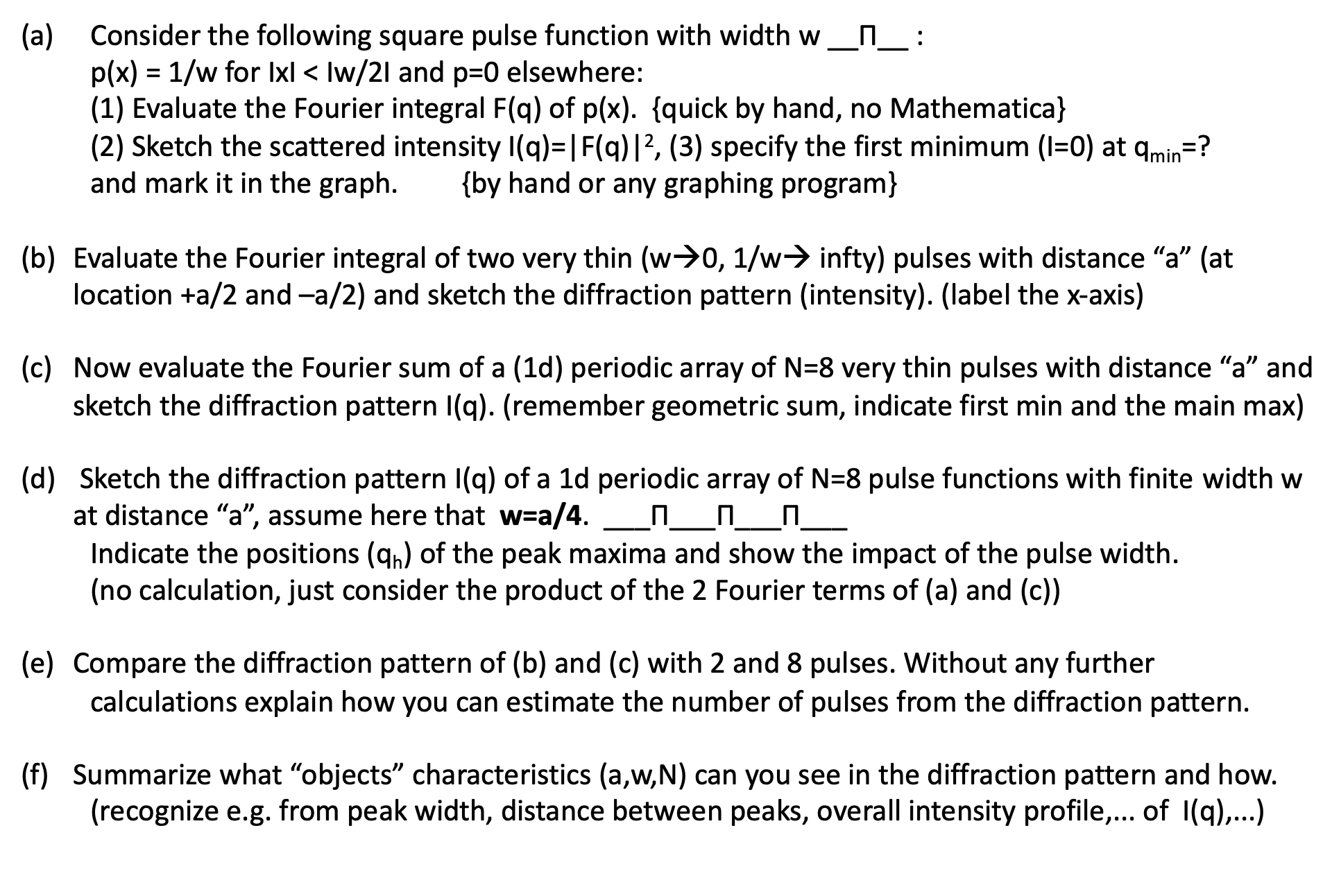 Solved (a) Consider the following square pulse function with | Chegg.com