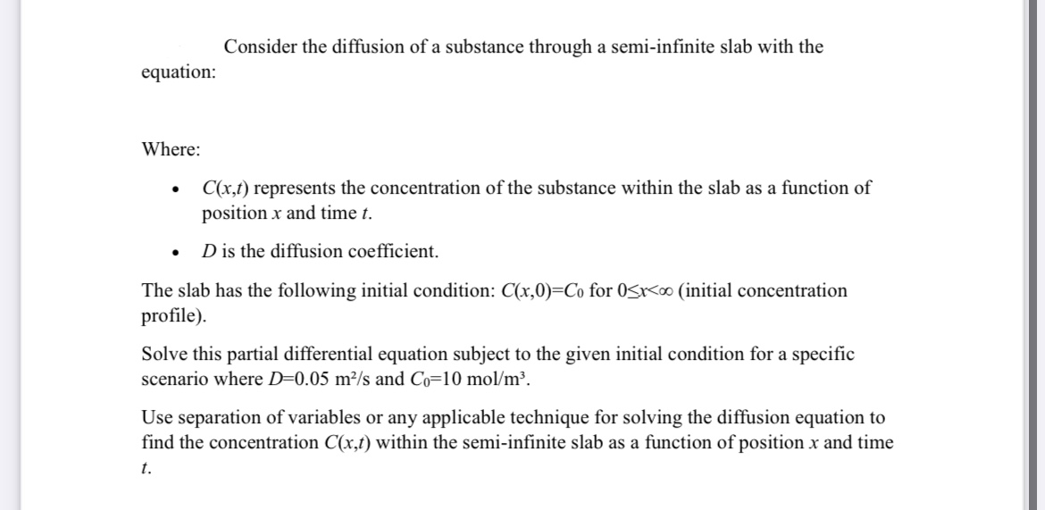 Solved Consider the diffusion of a substance through a | Chegg.com Solved Consider the diffusion of a substance through a | Chegg.com