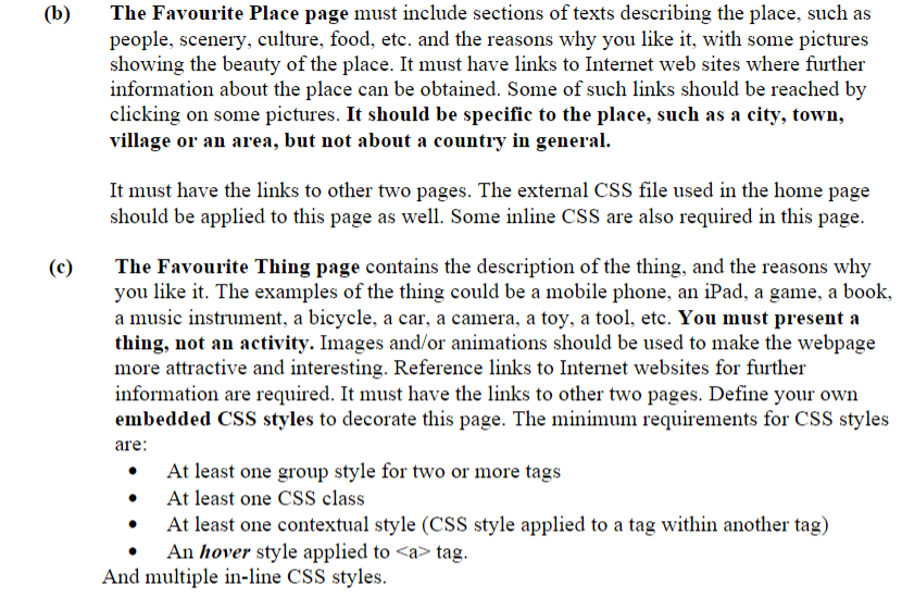 Solved Create your personal web site that includes at least | Chegg.com