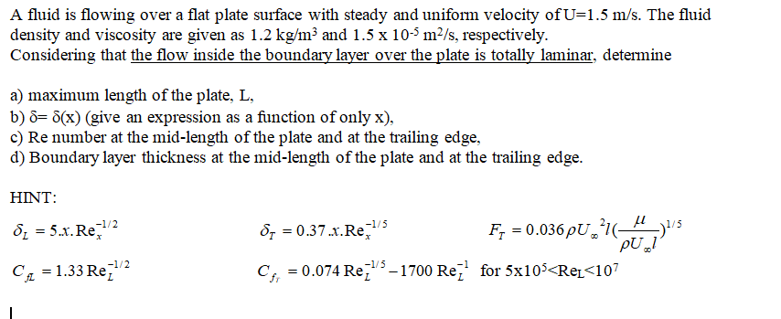 Solved A fluid is flowing over a flat plate surface with | Chegg.com