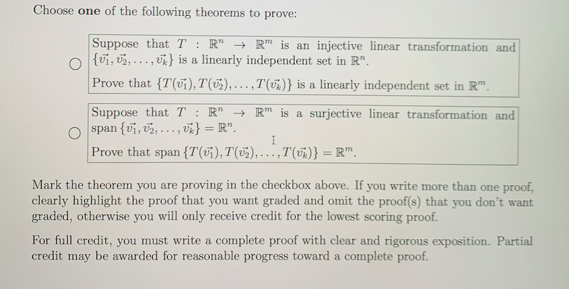Solved Choose one of the following theorems to prove: | Chegg.com