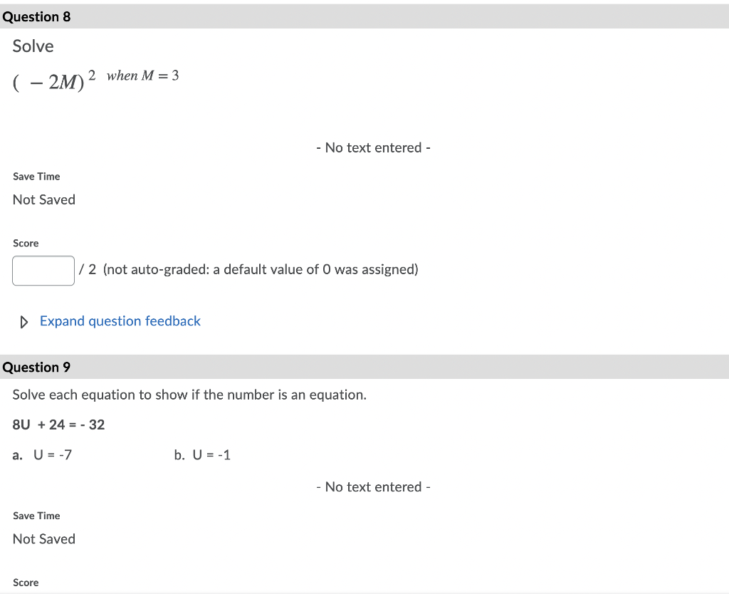 Solved Question 8 Solve 2 when M = 3 ( - 2M) - No text | Chegg.com