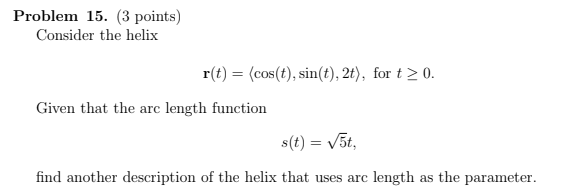 Solved Problem 15. (3 points) Consider the helix | Chegg.com