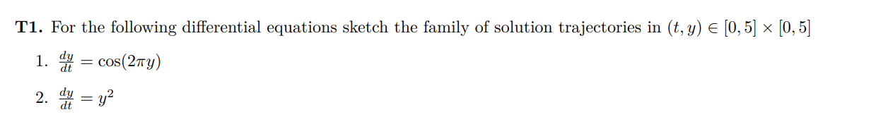 Solved T1. For the following differential equations sketch | Chegg.com