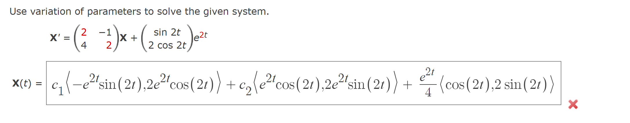 Solved Use variation of parameters to solve the given | Chegg.com