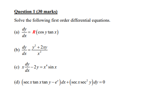 Solved Solve the following first order differential | Chegg.com