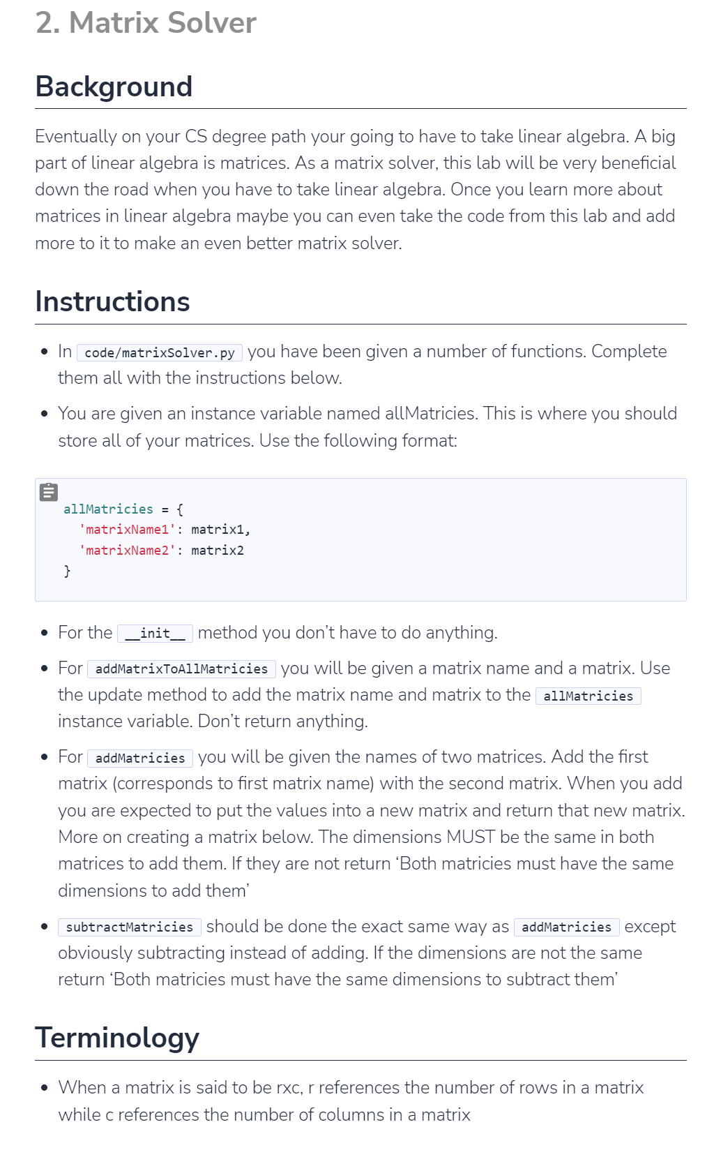 2. Matrix Solver Background Eventually on your CS | Chegg.com