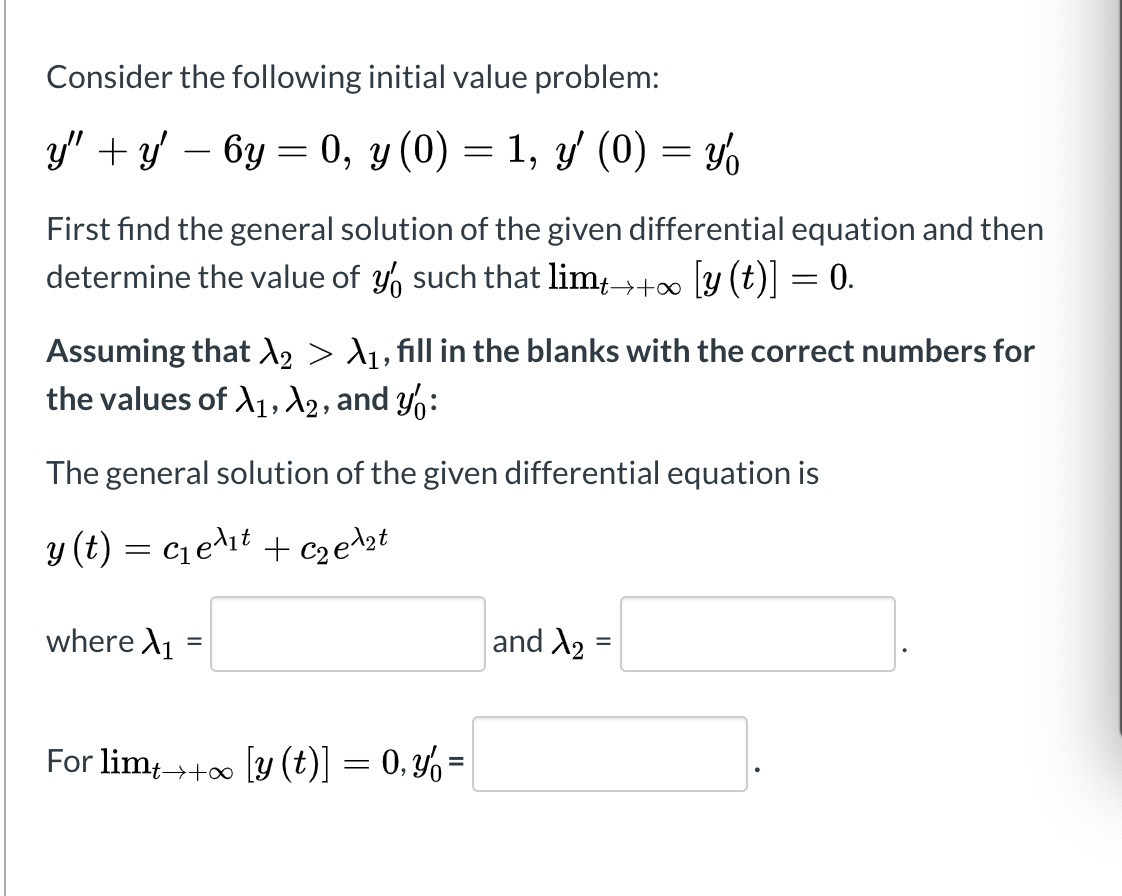Solved Consider the following initial value problem: y" + y' | Chegg.com