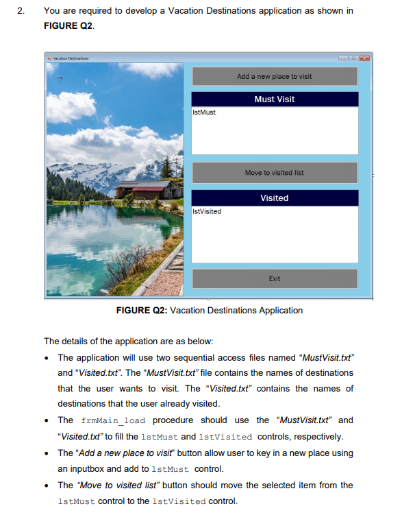 Solved 2. You are required to develop a Vacation | Chegg.com