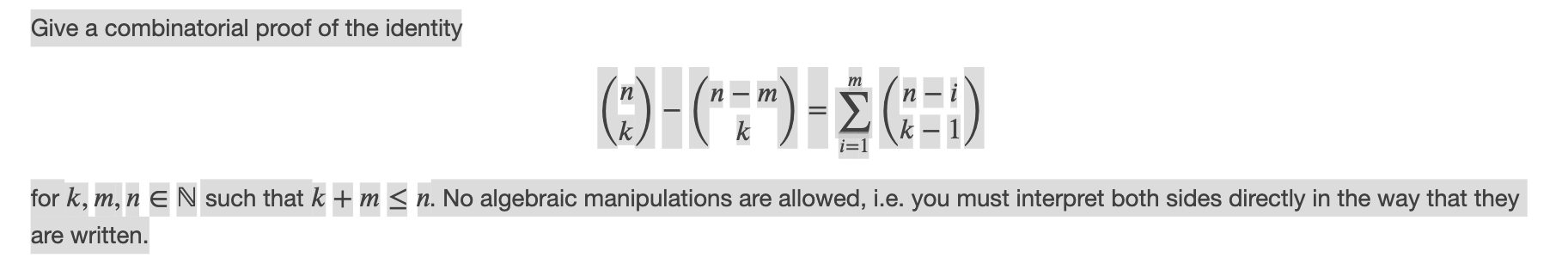 Solved Give a combinatorial proof of the identity | Chegg.com