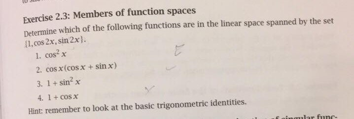 Solved Members of Function Spaces Determine which of the | Chegg.com