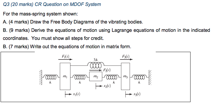 Q3 (20 marks) CR Question on MDOF System For the | Chegg.com