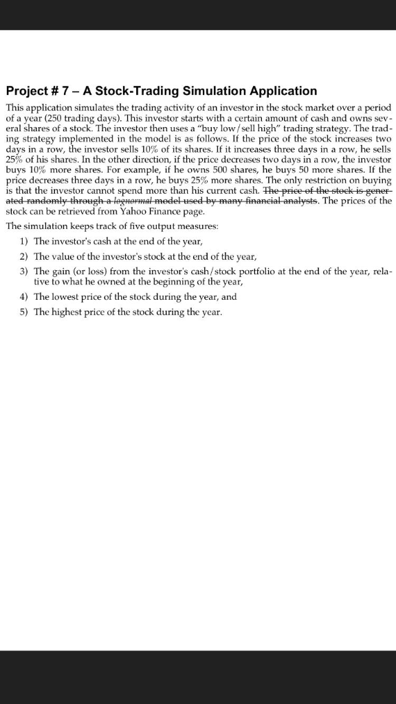 Solved Project 7 A Stock Trading Simulation Application 