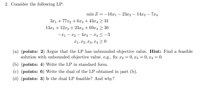 Solved 2. Consider the following LP: | Chegg.com