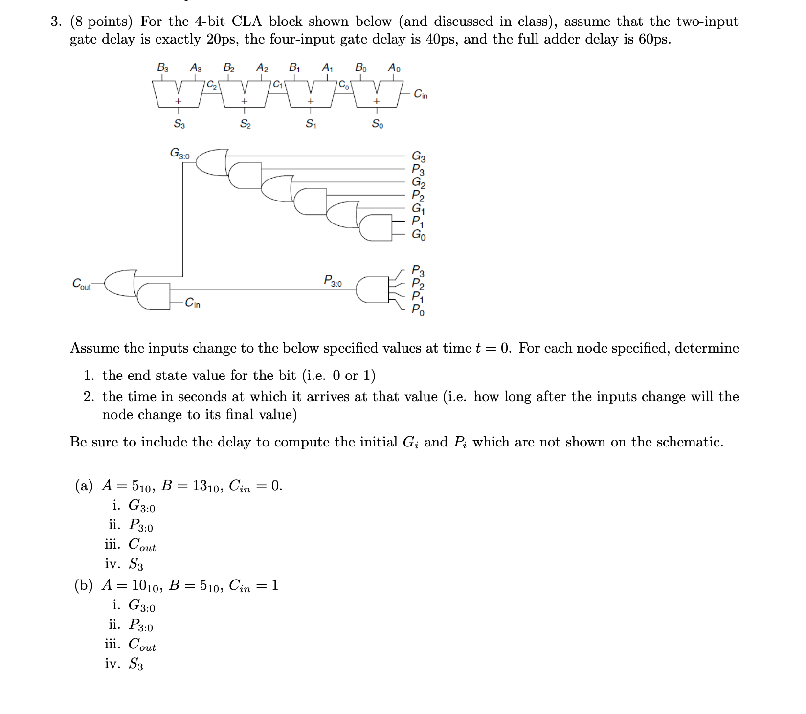 3 8 Points For The 4 Bit Cla Block Shown Below 