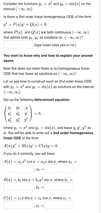 Solved Consider the functions y1=x2 and y2=sin(x) on the | Chegg.com