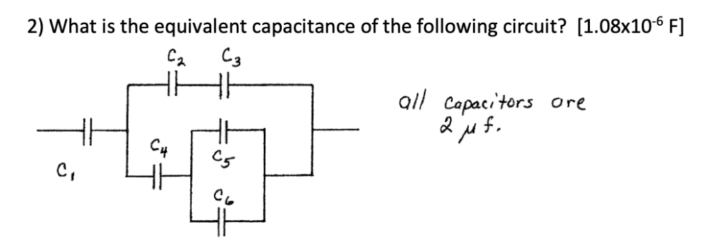 Solved 2) What is the equivalent capacitance of the | Chegg.com