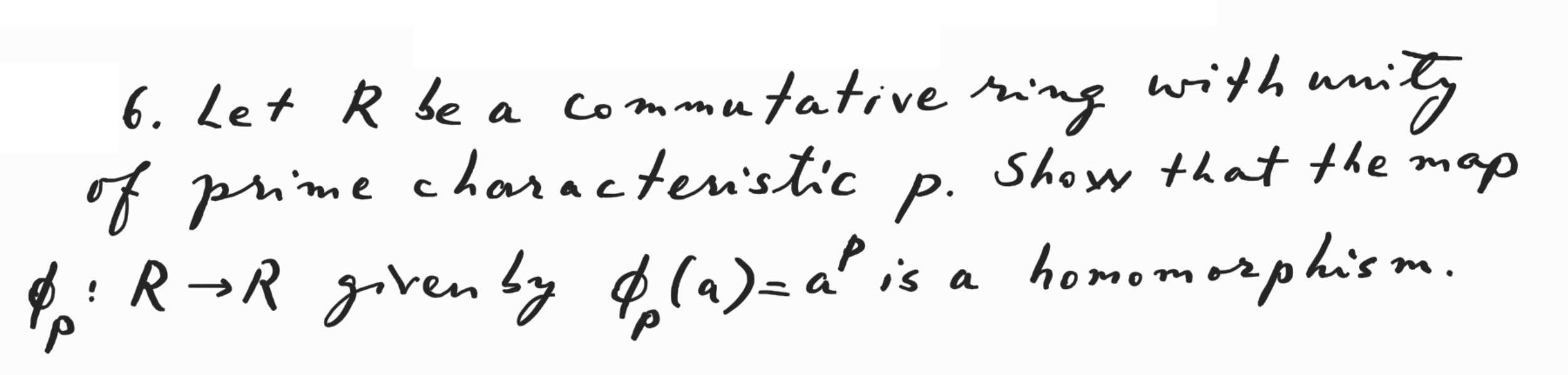 Solved 6 Let R Be A Commutative Ring With Unity Of Prime 