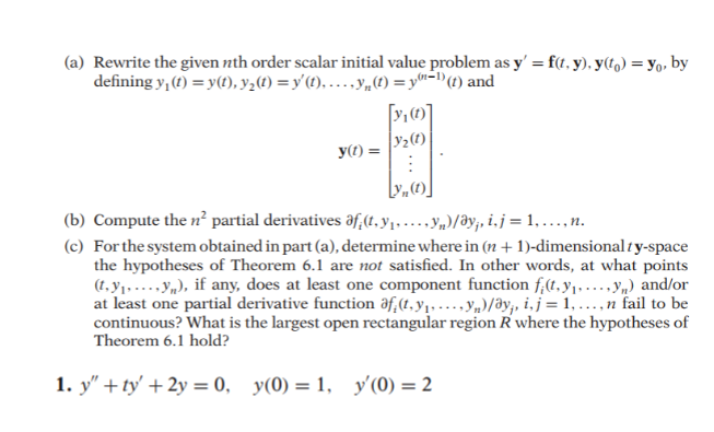 (a) Rewrite the given nth order scalar initial value | Chegg.com