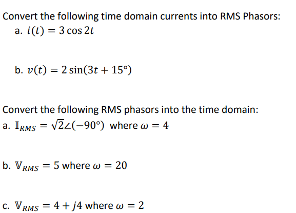 Solved Convert the following time domain currents into RMS | Chegg.com