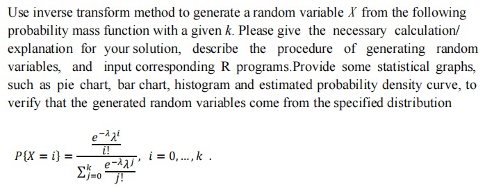 Solved Use inverse transform method to generate a random | Chegg.com