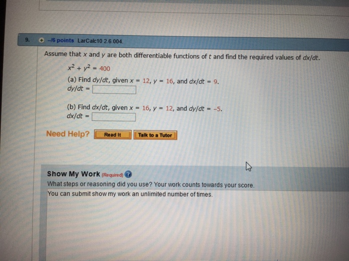 Solved Assume that x and y are both differentiable functions | Chegg.com