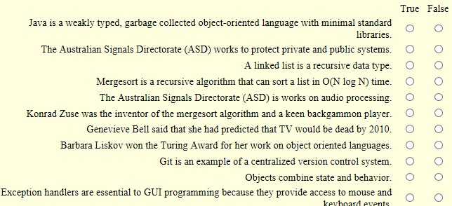 Solved True False Java is a weakly typed, garbage collected | Chegg.com