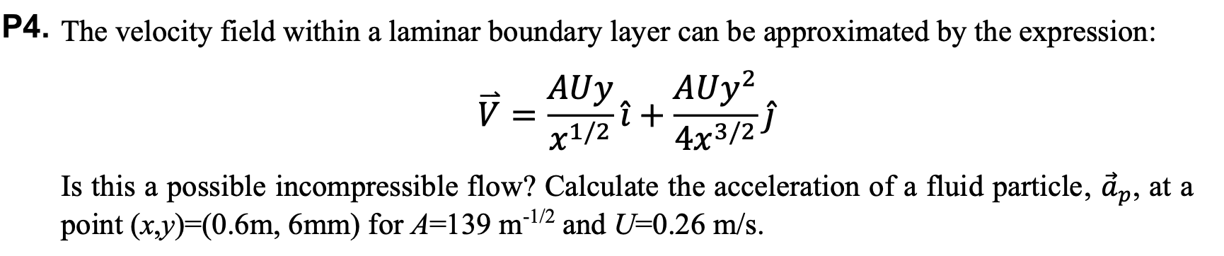 Solved P4. The velocity field within a laminar boundary | Chegg.com