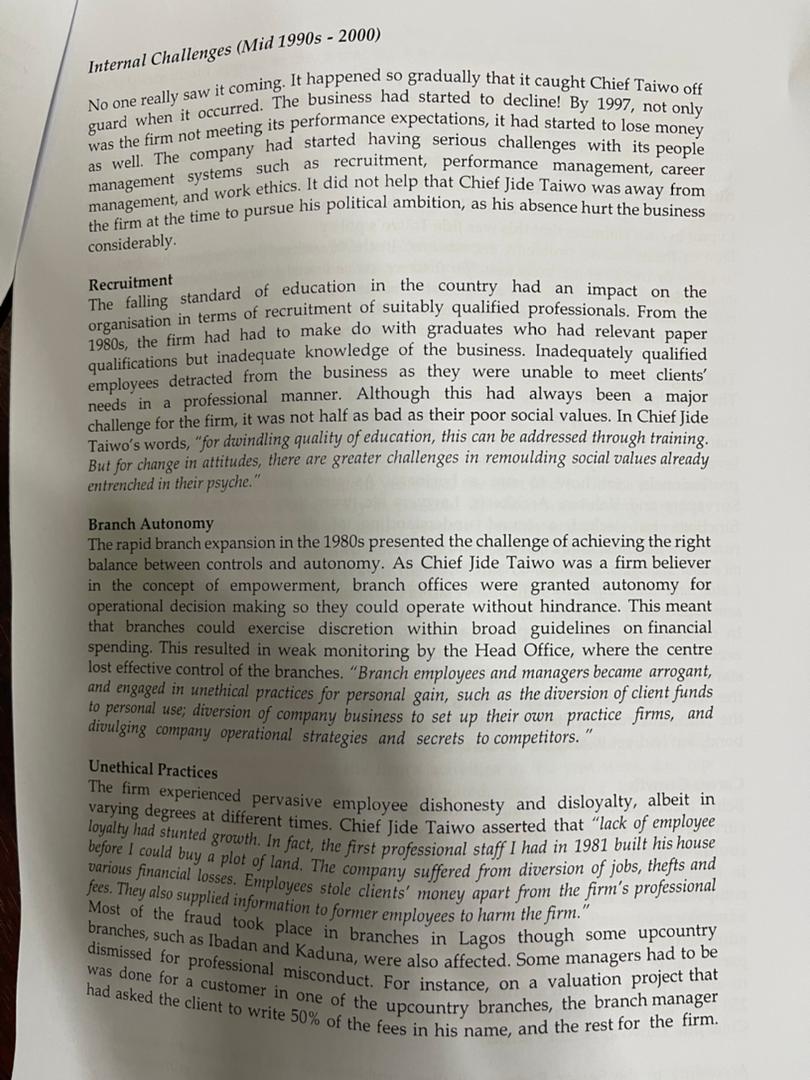 Solved JIDE TAIWO & CO.: Hanging in the Balance It was quite | Chegg.com