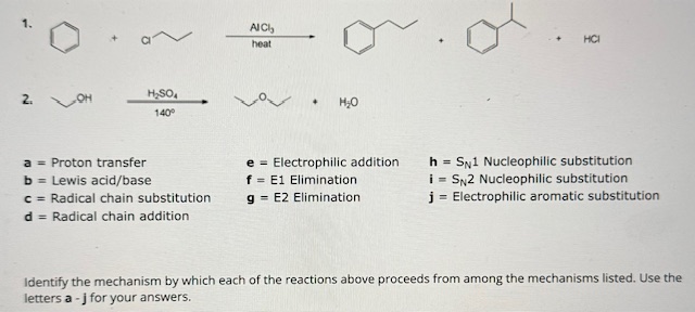 Solved a= ﻿Proton transfere= ﻿Electrophilic additionf= ﻿E1 | Chegg.com