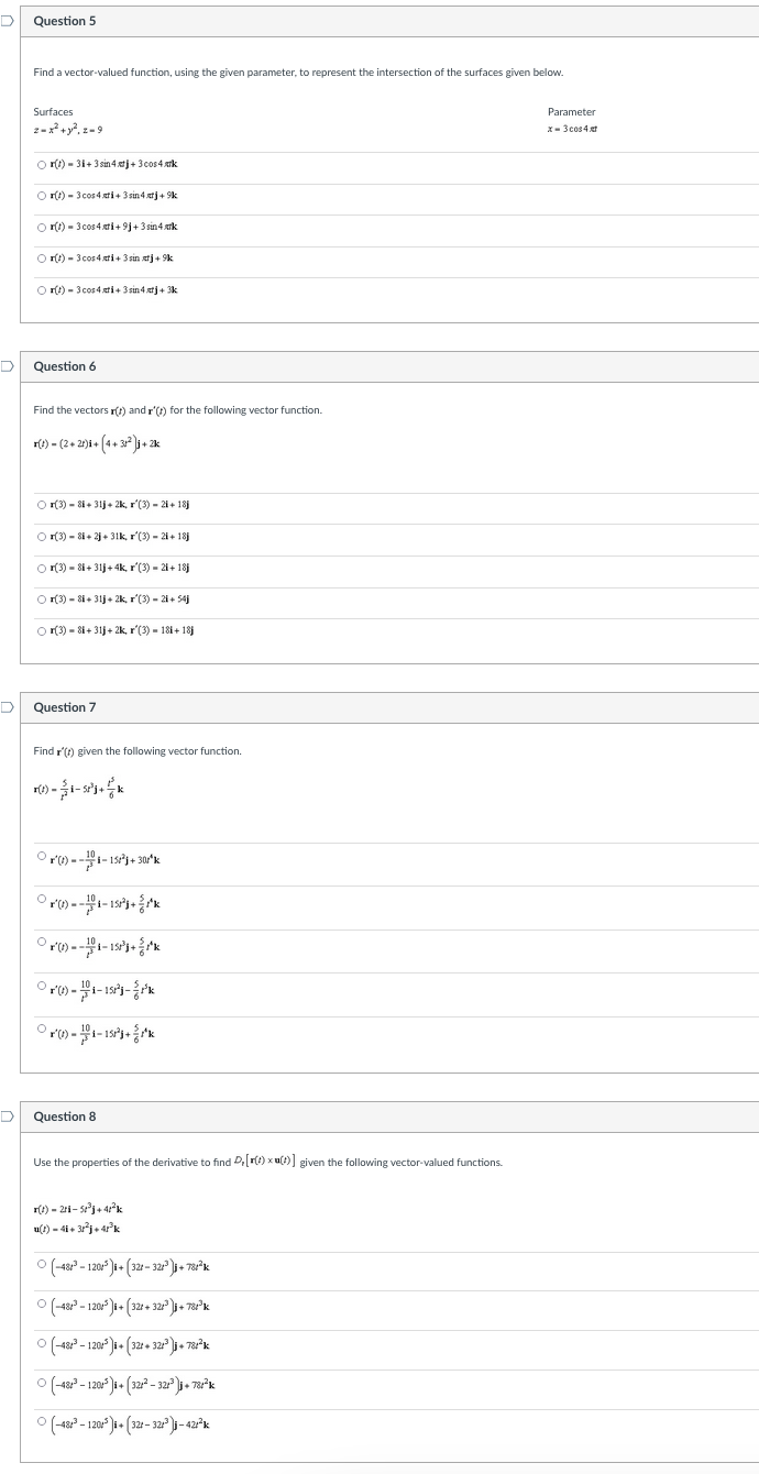 Solved D D Question 5 Find a vector-valued function, using | Chegg.com