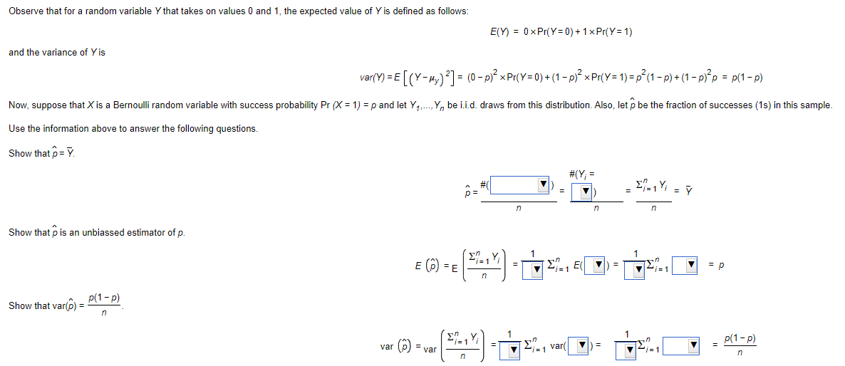 Solved Observe that for a random variable Y that takes on | Chegg.com