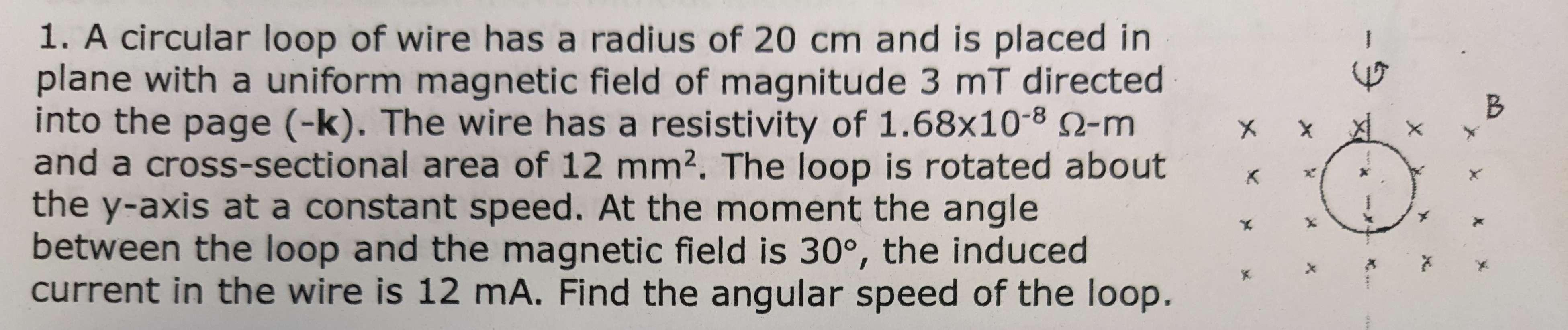 Solved 1. A circular loop of wire has a radius of 20 cm and | Chegg.com