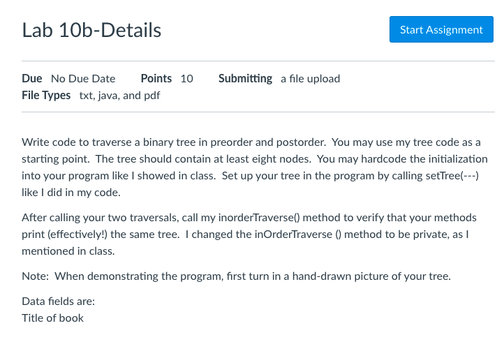 Lab 10b-Details Start Assignment Submitting a file | Chegg.com