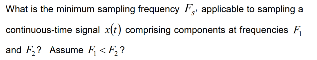 Solved What is the minimum sampling frequency Fs applicable | Chegg.com